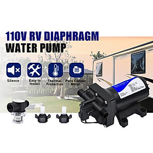 TDRFORCE Fresh Water Pump 5.5GPM Pressure Increase Booster Pump 75 PSI Transfer Pump 110V Self Priming on Demand Water Pump Diaphragm Pump Washdown Pump for Boats Inline Water Pump for Garden Hose