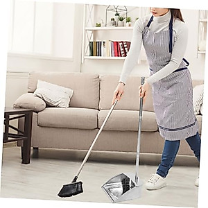 MERRYHAPY Stainless Steel Trash Shovel Standing Dustpan Garbage Dust Pans Longs Handle Dustpan Long Handle Dust Pan Litter Sweeping Broom Dustpan Industrial Dust Pan Rubbish Dustpan Silver