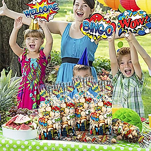 100 Pcs Hero Cellophane Treat Bags, Hero Party Gift Candy Bags, Hero Themed Goodie Favor Bags with 100 Silver Twist Ties for Gift Wrapping Children Birthday Party Baby Shower Decor (White Background)