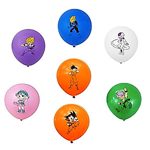 50Pcs Dragon Anime Party Decorations,Dragon Anime Party Banner,Super Saiyan Foil Balloon, Latex Balloon, Cupcake Topper and Cake Topper, Gokuing Party Supplies for kids
