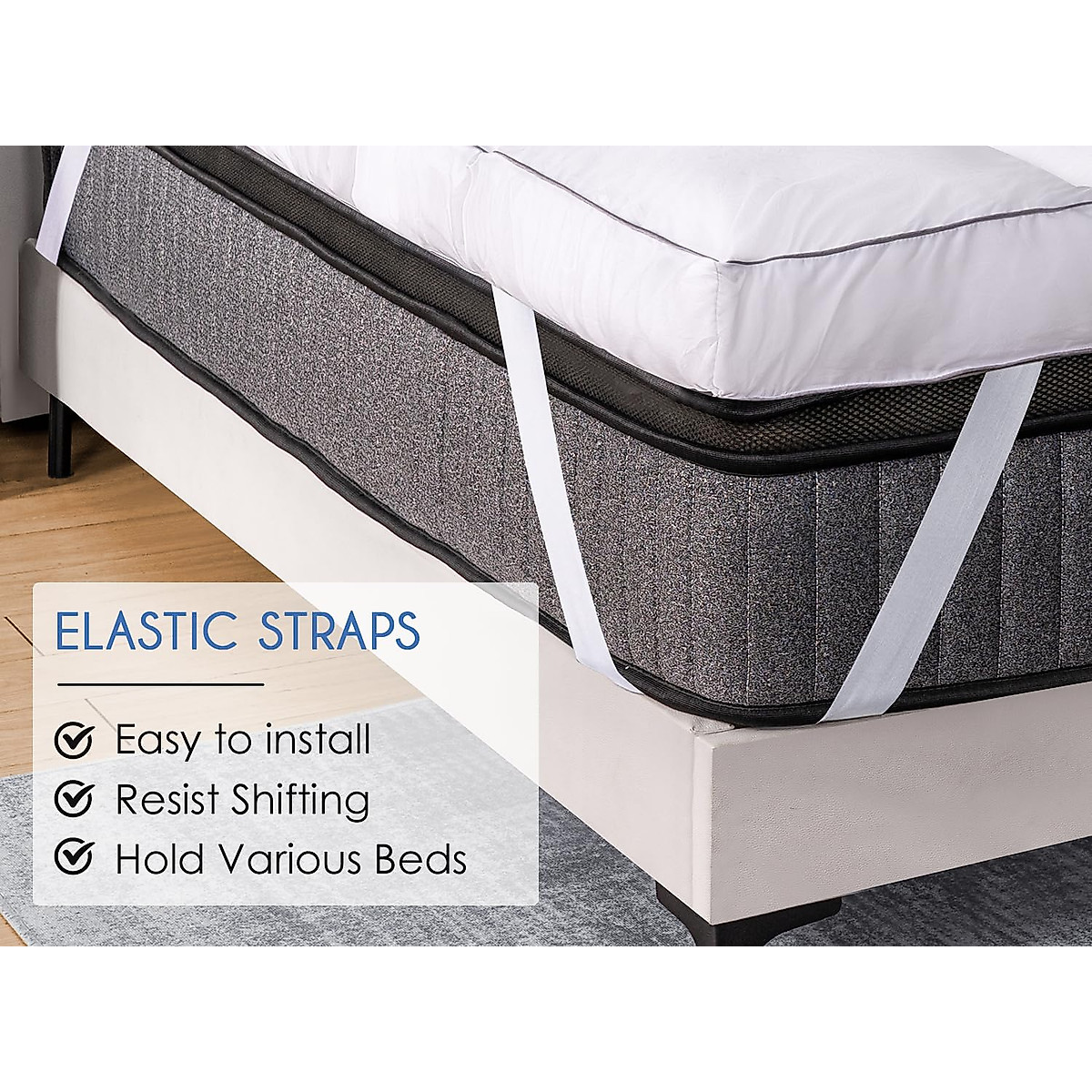 Marine Moon Twin XL Mattress Topper, Cooling Plush Bed Topper Soft Thick Pillow Top Mattress Toppers, 3 Inch Feather Down Alternative Pad Cover for College Dorm, Back Pain Relief, XL Twin 39" x 80"