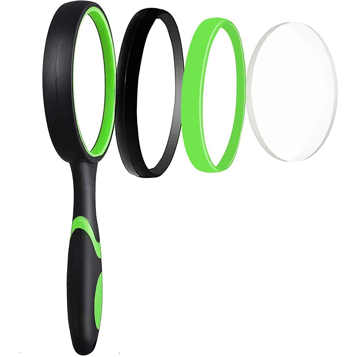 50mm 10X Handheld Magnifying Glass Shatterproof Reading Magnifier for Seniors and Kids, Real Glass Magnifying Lens with Non-Slip Rubber Handle for Reading Hobbies and Science
