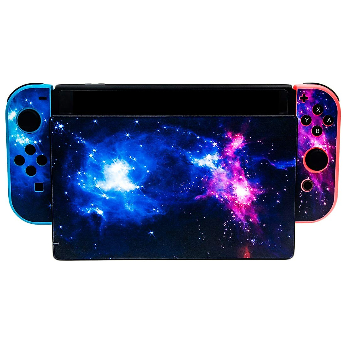 Taifond The Dazzling Galaxy Decals Stickers Set Faceplate Skin +2Pcs Screen Protector for Nintendo for Switch Console & Joy-Con Controller & Dock Protection Kit