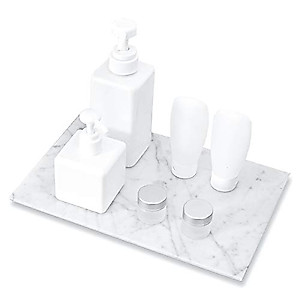 JIMEI Marble Rectangular Vanity Tray for Bathroom – Marble Kitchen Serving Tray for Coffee, Cheese, Pastries, Bread – Jewelry Storage Organizer Decorative Tray for Dresser, nightstand or Desk