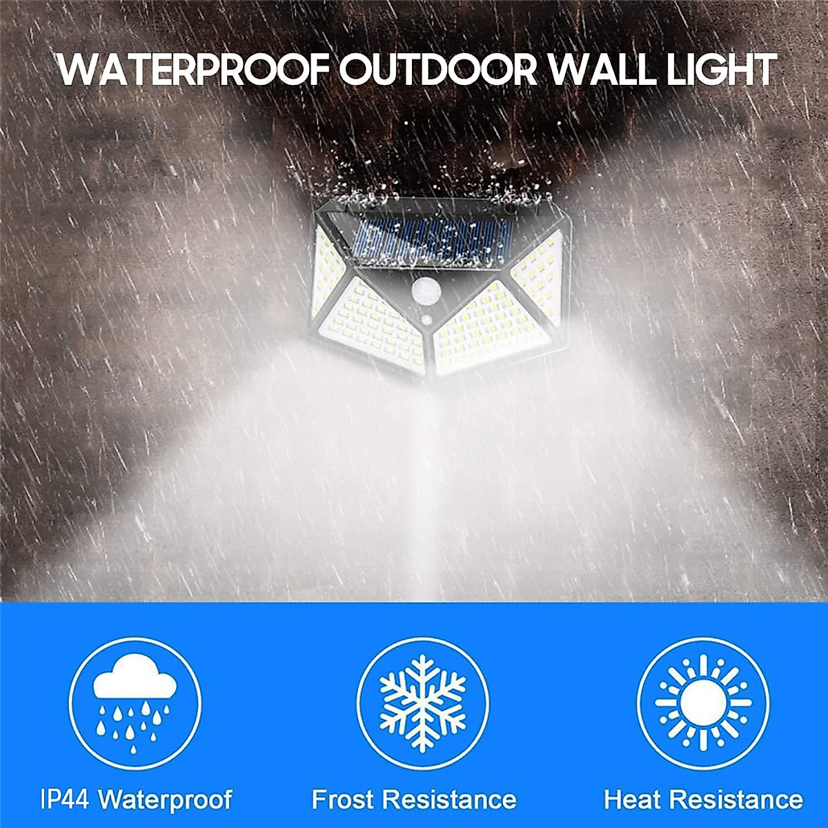 ERYUE Outdoor lamp, Solar Wall Light Motion Sensor 100 LEDs Outdoor Waterproof Solar LED Wall Lamp PIR Solar Powered Landscape Path Lights Auto On/Off for Fence Front Door Gate Balcony Yard Garden