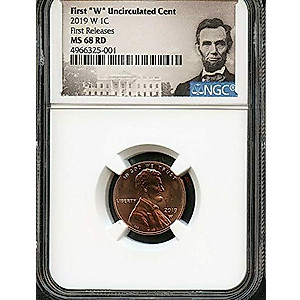 2019 W Lincoln Shield 2019 W First"W" Uncirculated Cent FIRST RELEASES NGC MS68 RD Portrait Label Penny MS-68 NGC SP