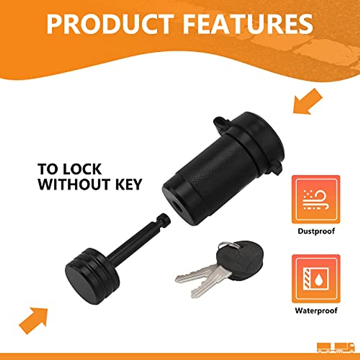 META Hardware Trailer Tongue Lock 1/4" Dia, Trailer Coupler Lock with 7/8 Inch Span Fits Latch-Type Coupler, Solid Coupler Lock with Keys for Towing Boat Truck RV Car Trailer (1Pack)