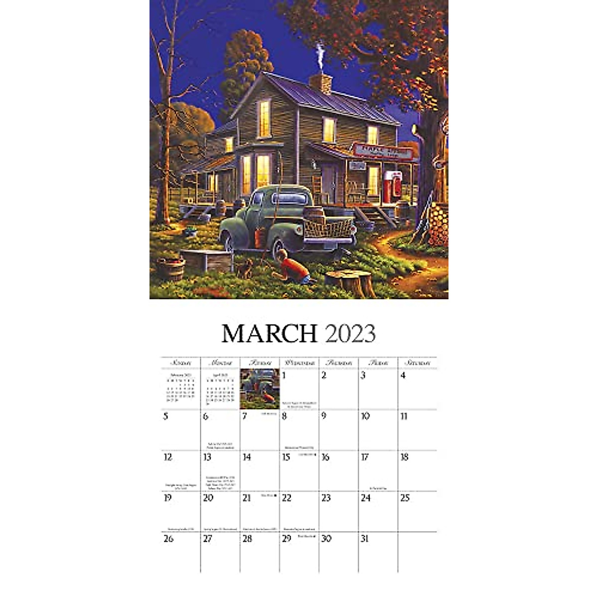 Vintage Country | 2023 12 x 24 Inch Monthly Square Wall Calendar | Featuring Artwork by Lynn Garwood | Hopper Studios | Cars and Trucks Artist