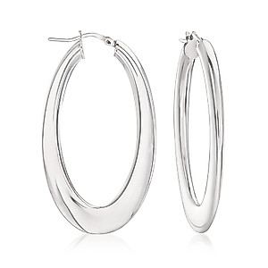 Ross-Simons Italian Sterling Silver Flat Oval Hoop Earrings