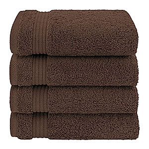 American Veteran Towel for Bathroom, 4 Piece Hand Towel Sets Clearance Prime, 16 inch 28 inch 100% Turkish Cotton Face Hand Towels, Bathroom Set of 4, Brown Hand Towels