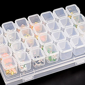 5D Diamond Painting Storage, 28 Grids Transparent Container Box for Beads, Buttons, Studs, DIY Accessories