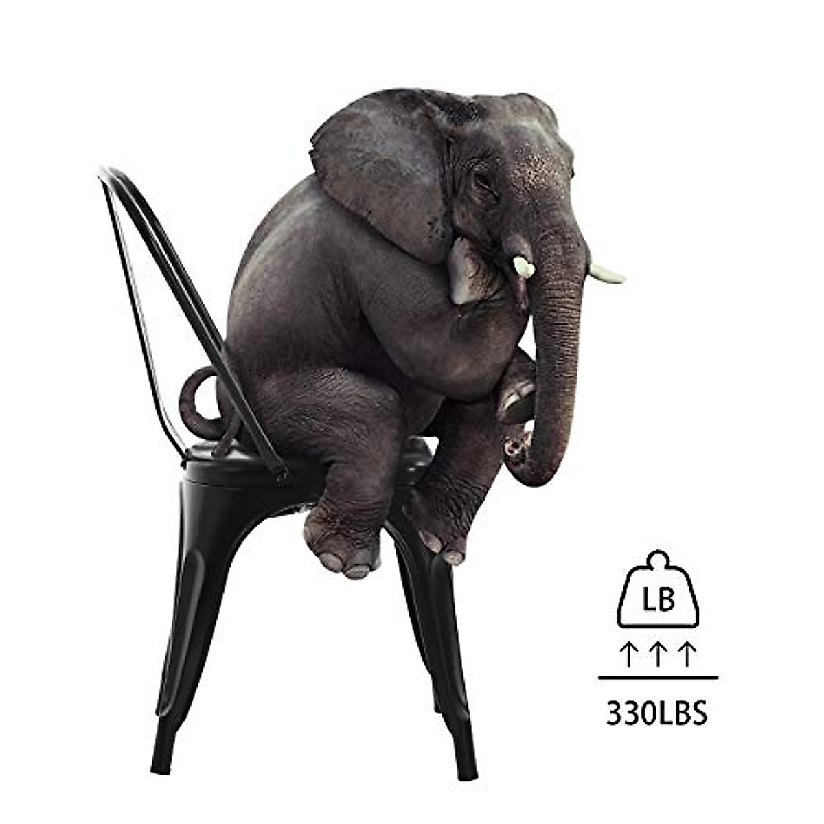 HCB Metal Dining Chairs Set of 4 Indoor Outdoor Patio Chairs Stackable Kitchen Chairs with Back Restaurant Chair 330 LBS Capacity (Black)