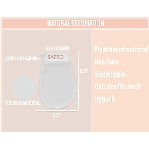 SAERO Exfoliating Glove (2pcs) - 100% Vegan Viscose Body Scrub Glove – Traditional Kessa Korean Washcloth – Ideal for Self-Tan Removal & Keratosis Pilaris Treatment