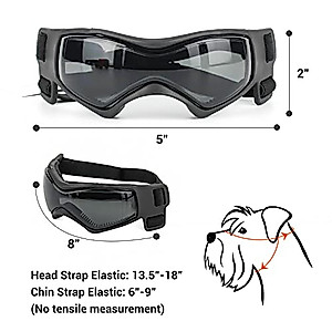 PETLESO Dog Goggles Small Breed, UV Protection Dog Sunglasses for Medium Dog Outdoor Riding Driving, Medium Black