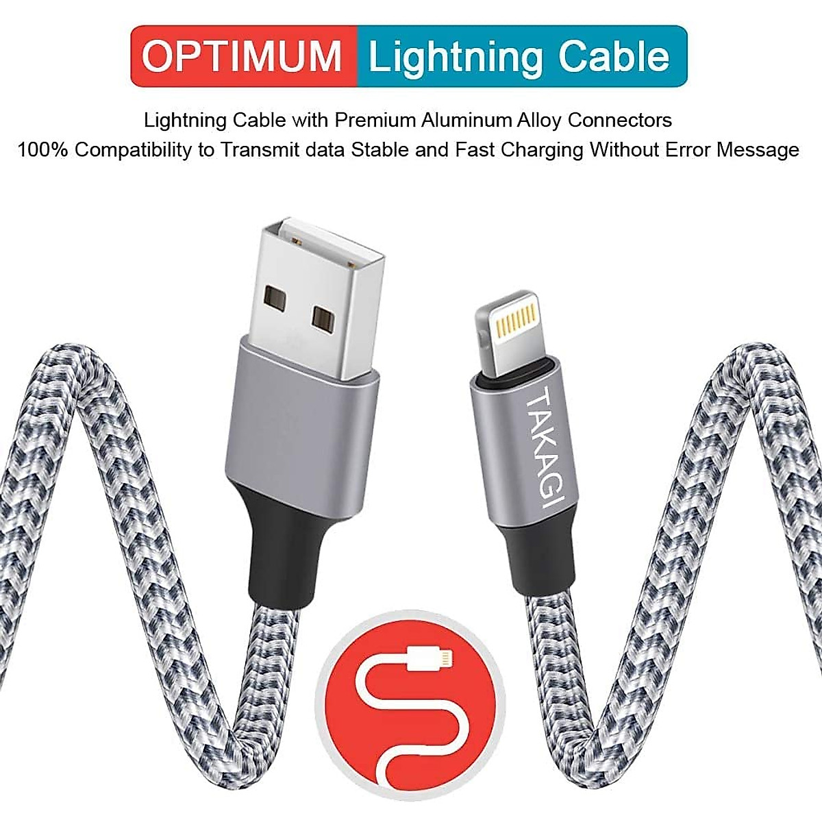 TAKAGI 3Pack 6FT Nylon Braided Lightning Cable USB Charging Phone Charger Cord Compatible with Phone 14 13 12 11 Pro Max XR XS X 8 7 6 Plus SE and iPad