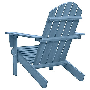 Tidyard Patio Adirondack Chair Solid Fir Wood Blue Outdoor Fire Pit Chair Wooden Garden Armchair for Porch Pool Lawn Deck Backyard Balcony Outdoor
