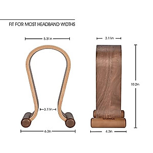SAMDI Wood Headphone Stand, Headphones Hanger Holder Mount Omega Compatible for Sony, Bose, Shure, Jabra, JBL, AKG Gaming Headphones Display et. (Walnut)