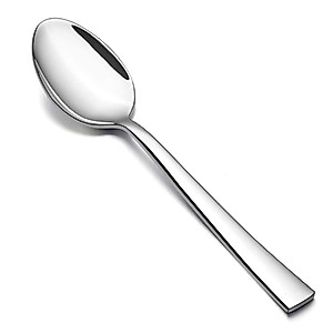 Dinner Spoons Set of 12, E-far 7.9 Inch Stainless Steel Soup Spoons Tablespoons for Home, Kitchen or Restaurant, Non-toxic & Mirror Polished, Squared Edge & Dishwasher Safe