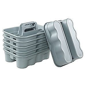 Qqbine Gray Plastic Storage Caddy, Cleaning Caddy with Handle, Pack of 6