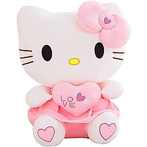 SecretCastle Plush Cat Toys Baby Girls Dolls 30 cm,Kitten Stuffed Animals Cat Fluffy Hugging Pillow with Love Heart Great Gift for Kids, Friends and Family (Pink)