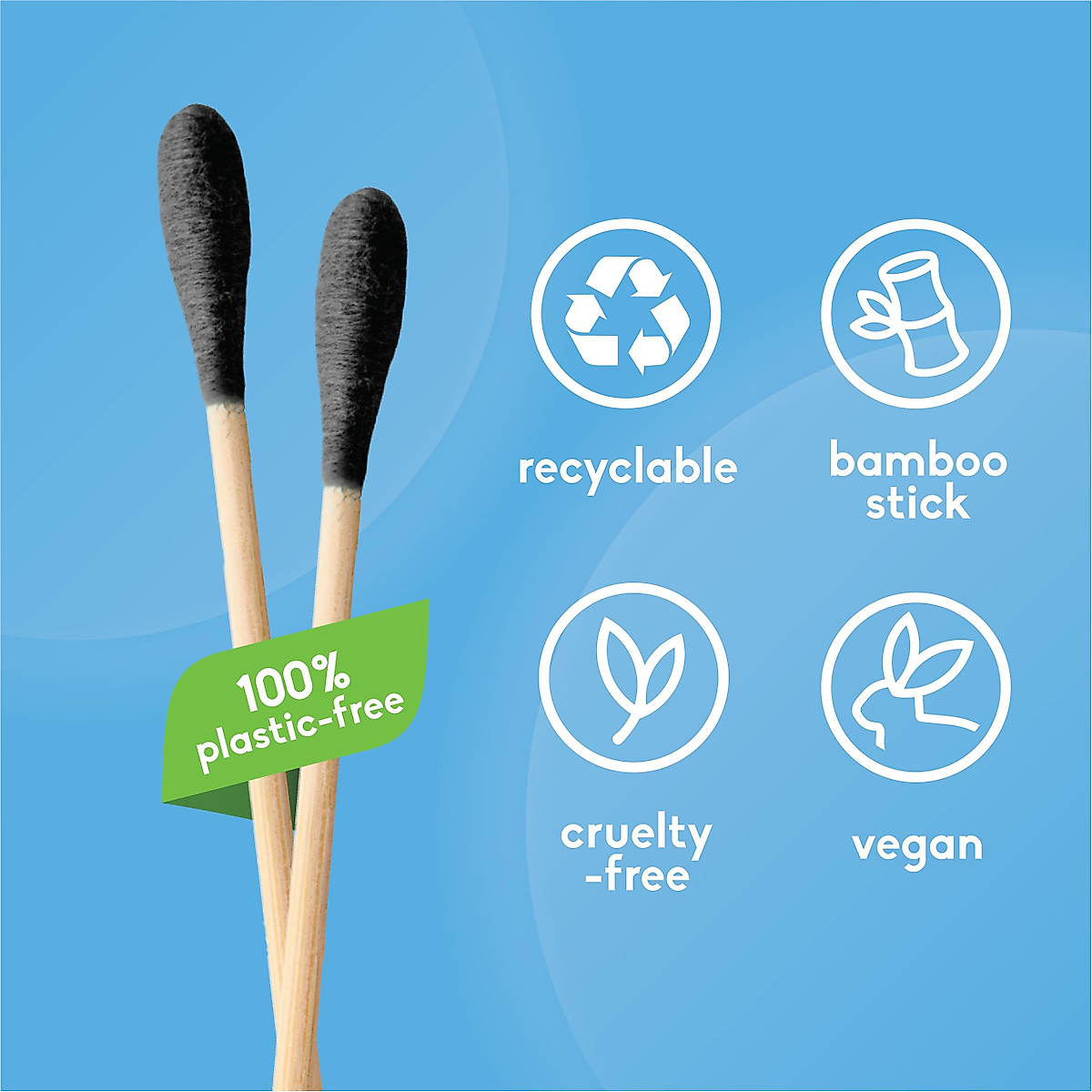 The Humble Co. Bamboo Cotton Swabs (600 count) - Cotton Swabs and Cotton Buds for Ears, Makeup, Pet Care and Cleaning (Black)