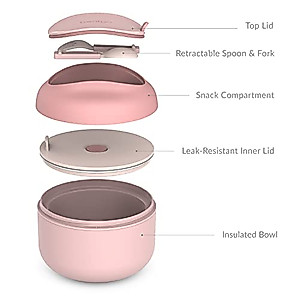 Bentgo Bowl - Insulated Leak-Resistant Bowl with Snack Compartment, Collapsible Utensils and Improved Easy-Grip Design for On-the-Go - Holds Soup, Rice, Cereal & More - BPA-Free, 21.2 oz (Blush)