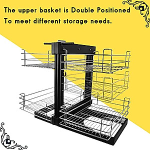 Blind Corner Cabinet Pull Out, 15in opening Soft Close Heavy Duty Kitchen Corner Cabinet Organizer, 4 chrome plated storage baskets, for cabinets Minimum size: 18.89"D*27.16"W*22.83"H