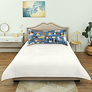 Cute Dogs Pillow Covers Silk Pillowcase for Hair and Skin Breathable & Silky Soft Satin Pillowcase Standard Size Pillow Case for Bed Bedroom Women Boys Girls (20x26 Inch)