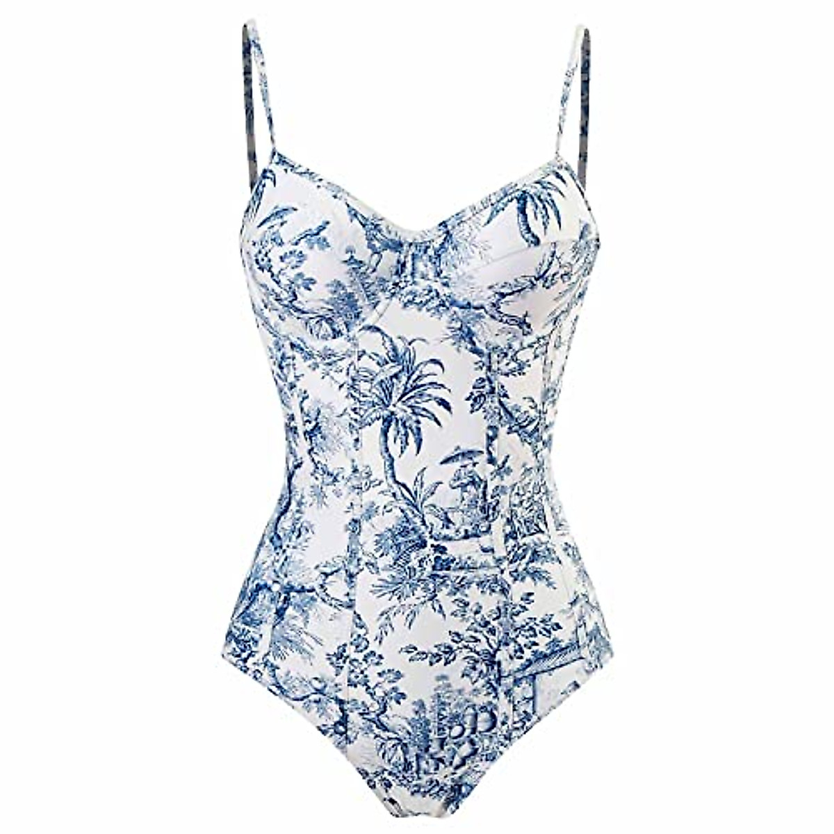 ZDRZK 3 Piece Bikini Sets for Women Sexy One Piece Swimsuit for Women with Matching Cover Ups Sarong Retro Floral Print Bikini Set Two Piece Bathing Suit Navy M