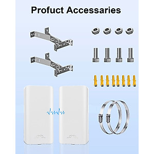 5.8GHz Point to Point Outdoor Wireless Bridge with 2 100 Mbps Ports and Bracket Mounts, Wifi Bridge, Ethernet Bridge, Starlink WiFi Extender, 12 dBi Antenna, 2KM Transmission for Starlink Gen 3 Router