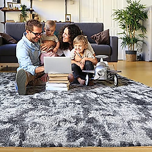 evizen Area Rug 8x10 for Living Room Bedroom, Rug Fluffy Super Soft Shaggy Rugs Washable Durable Living Room Rugs, Plush Rug for Room Decor, Drak Grey