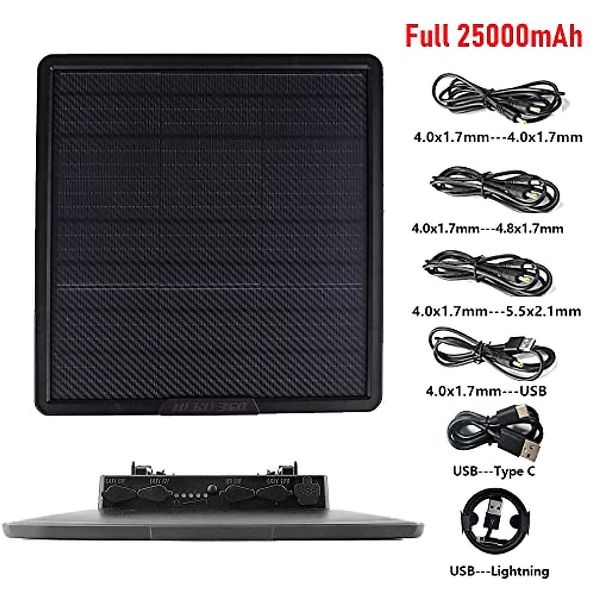 Herd 360 Trail Camera Solar Panel with Built in Lithium 25,000mah Battery, Black (SPP1025)