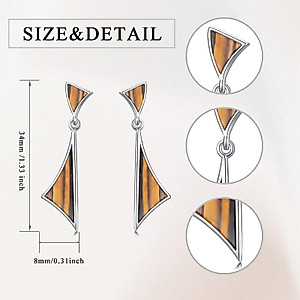 Flpruy Brown Tiger Eye Earrings for Women 925 Sterling Silver Brown Earring Unique Colors of Turquoise Dangle Drop Earrings Western Earring Jewelry Gifts for Women