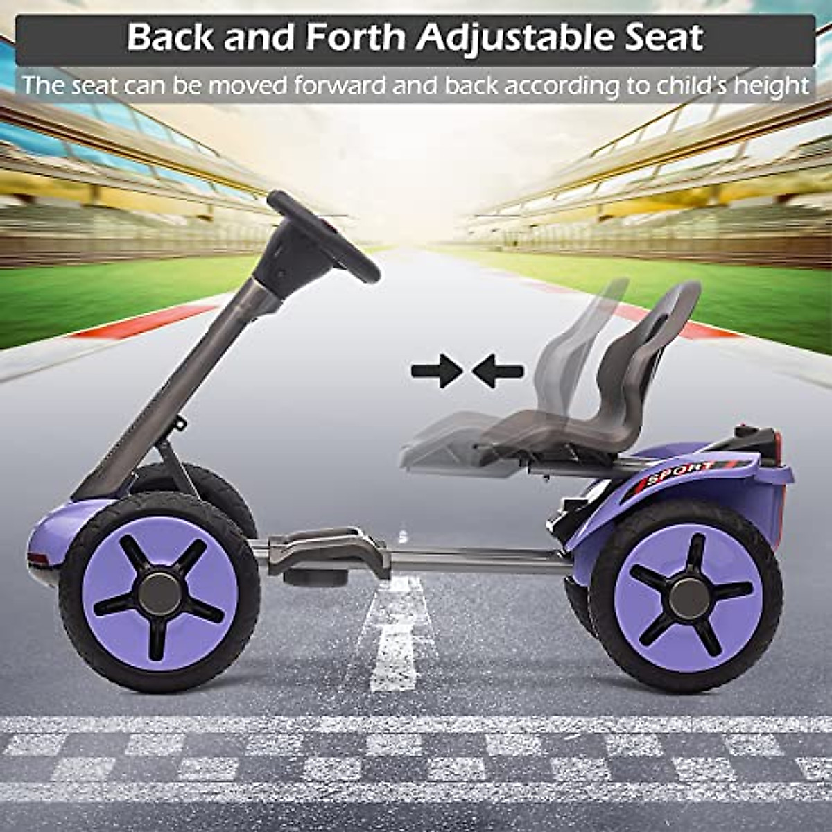 MOLACHI Go Kart for Kids,12V Battery Ride on car,Kids Electric Vehicles,Ride On Toys for Boys & Girls with Ergonomic Adjustable Seat（Purple）