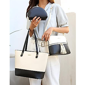 Women Fashion Tote Handbag Satchel 3pcs Purse Set Chic PU Leather Shoulder Bag Clutch
