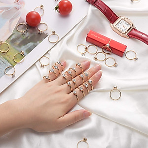 Topoox 40 Pack Gold Diamond Engagement Rings for Bridal Shower Party Game Wedding Table Decorations