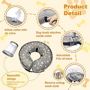 Uaidie Dog Cone Collar with Enhanced Anti-Licking, Inflatable Dog Cone After Surgery, Adjustable Size with Soft Padding for Small Medium Large Dogs - XL