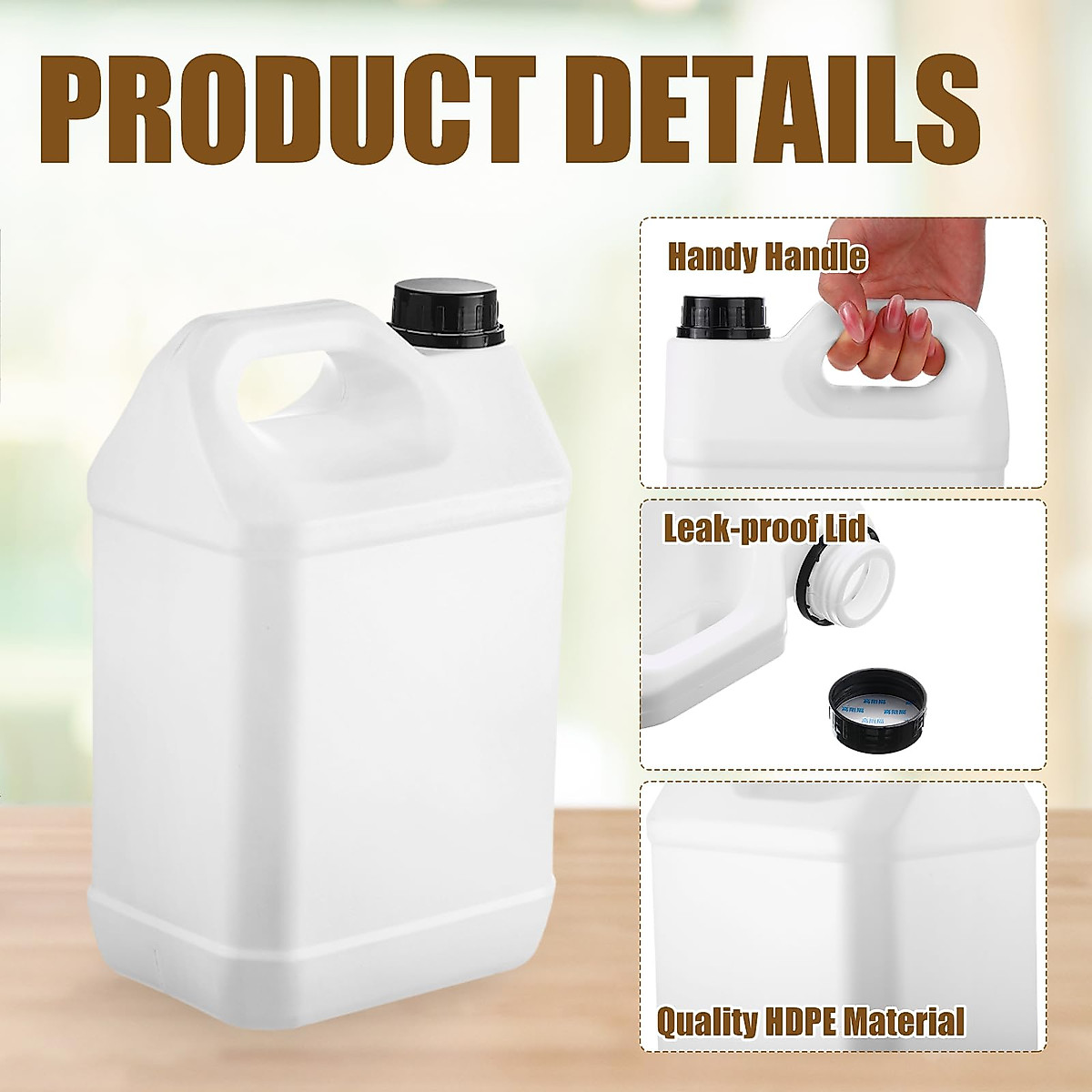 Skylety 8 Pack 1 Gallon Plastic Jug with Lid and Handle Storage Containers Jugs Empty Gallon Containers Commercial Plastic Jugs for Liquids Water Sauces Soaps Detergents