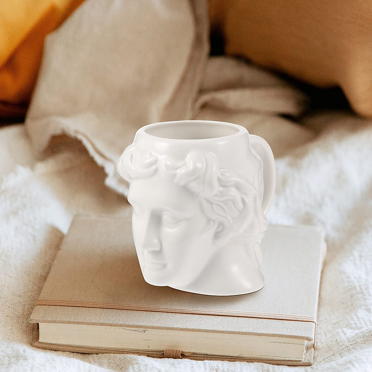 Cabilock 2pc Cup David Head Figurine Roman Coffee Mug David Head Vase Tea Mug Milk Container Handmade Coffee Mug Espresso Coffee Mug Gift Greek Coffee Mug Shot Glass White Trend 3d Ceramics