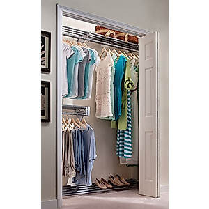 EZ Shelf -3 Pack- Expandable Closet Shelf with Hanging Rod -(Each 40.5” to 73”) with 2 End Brackets- Silver-Strong-Easy to Install-Wire Closet Shelving Alternative