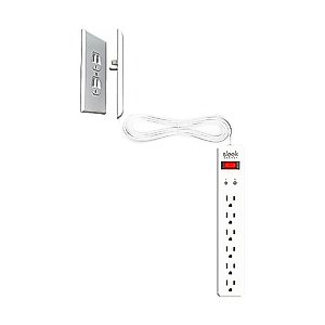 Sleek Socket - The Original & Patented Ultra-Thin Outlet Concealer with 6 Outlet Surge Protector, Cord Concealer Kit, 6-Foot Cord, Universal Size (Ideal for Home Office & Home Theater)