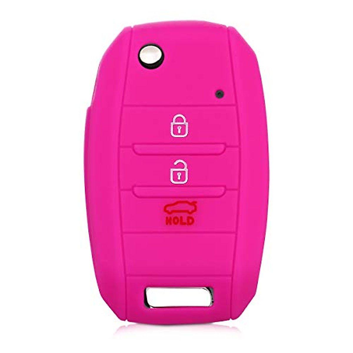 kwmobile Silicone Key Fob Cover Compatible with Kia 3-4 Button Car Key - Don't Touch My Key White/Dark Pink