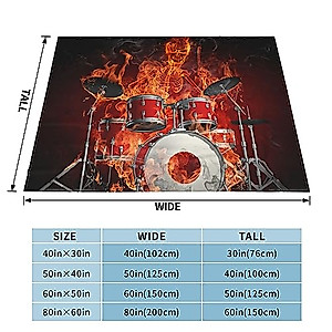 Lightweight Flannel Blanket Small Large All Season Cool Throw Blanket Compatible with Rock Drum Fire Flame Skull Skeleton, Cute Fleece Blanket for Couch Bed Sofa Chair, Queen King Size Blankets