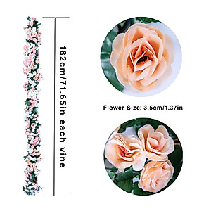 EPLST 3 Pack/17.7 FT Flower Garland Fake Flower Rose Vine Hanging Plant Lifelike Silk Decorative for Wedding Arch Garden Wall Home Party Hotel Office Arrangement Decoration