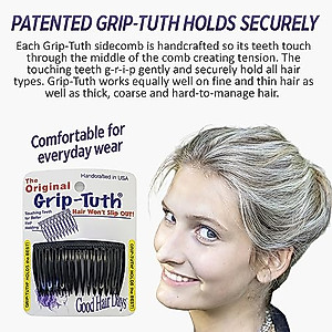 Good Hair Days Grip-Tuth Shorty Combs - Decorative & Styling Combs for Fine and Thin Hair (Crystal, 2 Count - 1 3/4 inch)