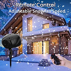 Christmas Snowfall Projector Light, Yokgrass LED Snow Projector Outdoor Holiday Lights IP65 Waterproof with Remote Control Dynamic Falling Snow Effect for Garden, Party, Halloween Landscape Decoration