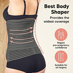 3 in 1 Postpartum Belly Support Recovery Wrap – Postpartum Belly Band, After Birth Brace, Slimming Girdles, Body Shaper Waist Shapewear,Post Surgery Pregnancy Belly Support Band (Mystic Gray, M/L)