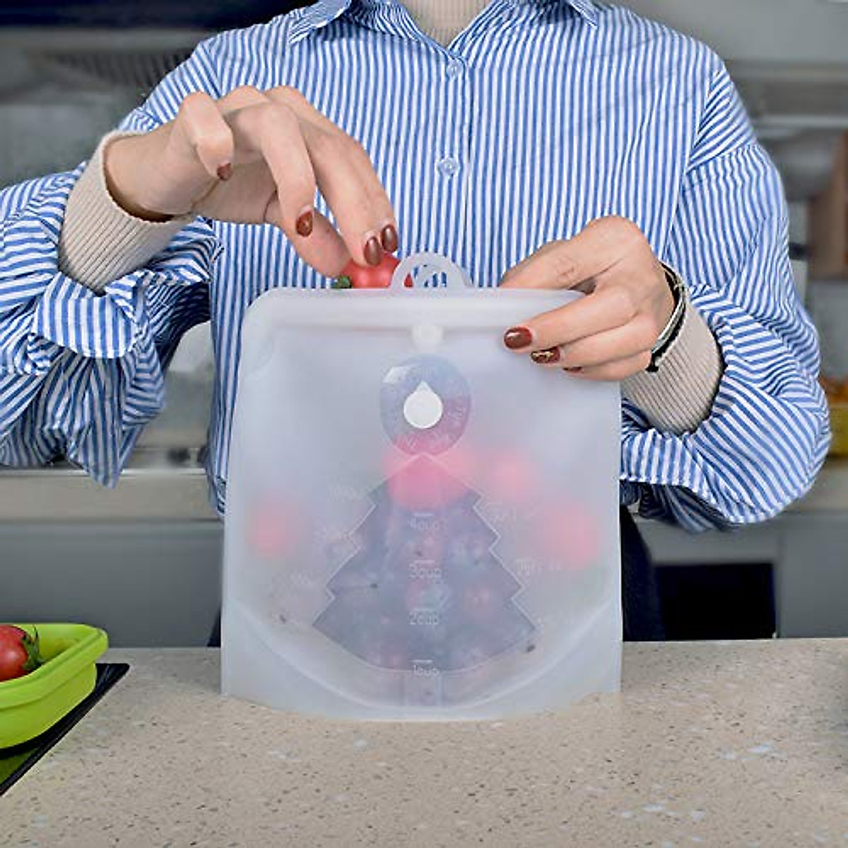 Reusable 100% Silicone Food Storage Bags, Freezer Storage Bags for Boil ，Heat and Microwave，3pack：50oz，33oz，17oz (transparent colour)