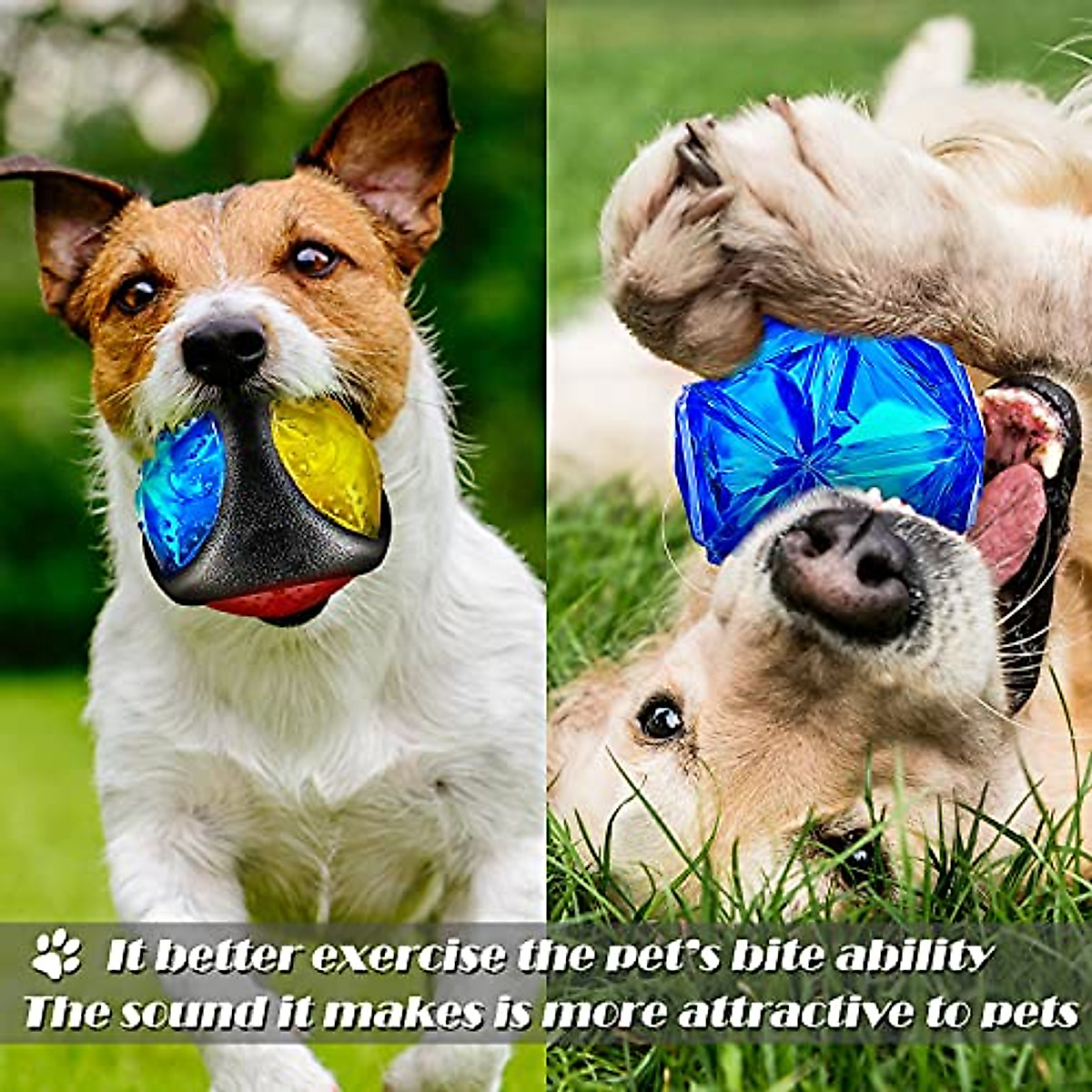 4 Pieces Light up Dog Ball Spiny Light up Dog Ball Flashing LED Dog Ball for Dog Glow in The Dark Flashing Ball Dog Squeaky Toy Bounce Activated Toy PET Ball for Dogs and Puppies
