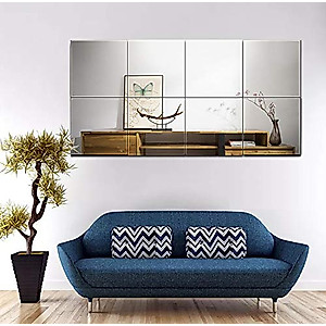 Ruomeng Full Length Wall Mirror Tiles - 10" x 10" x 4Pcs Frameless Full Body Mirror Tiles Wall Mounted Mirror for Home Gym Vanity Bedroom, Living Room